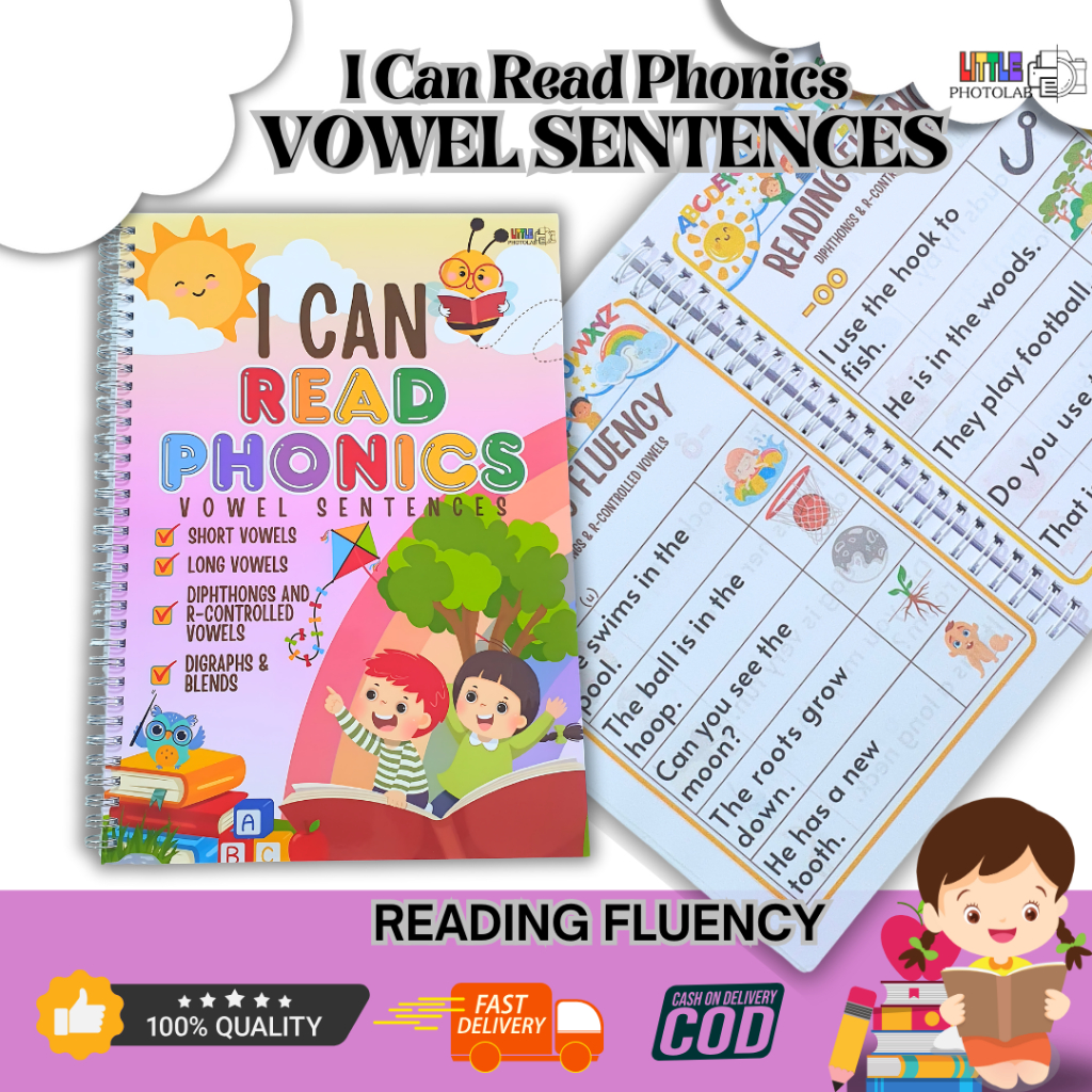 PHONICS VOWEL SENTENCES | PreSchool and SchoolAge | Reading Practice ...