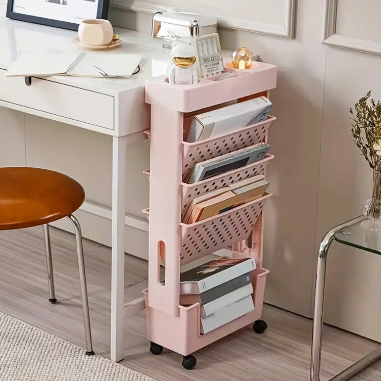 5Tier Rolling Tableside Bookshelf School Classroom Office Home Book ...