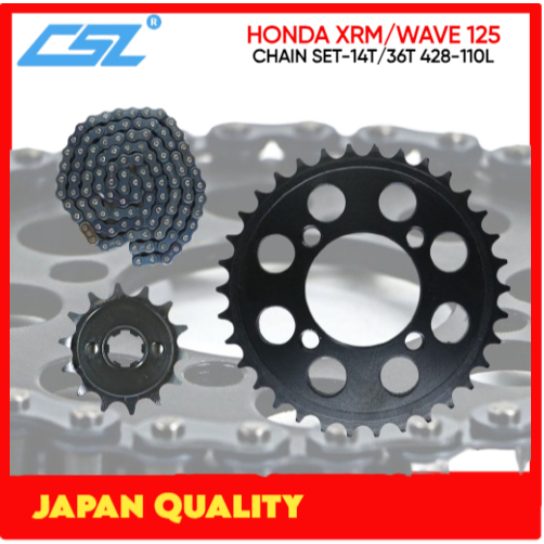 CSL BLACK STEEL KING Chain and Sprocket Set for Honda XRM/Wave125 14T ...
