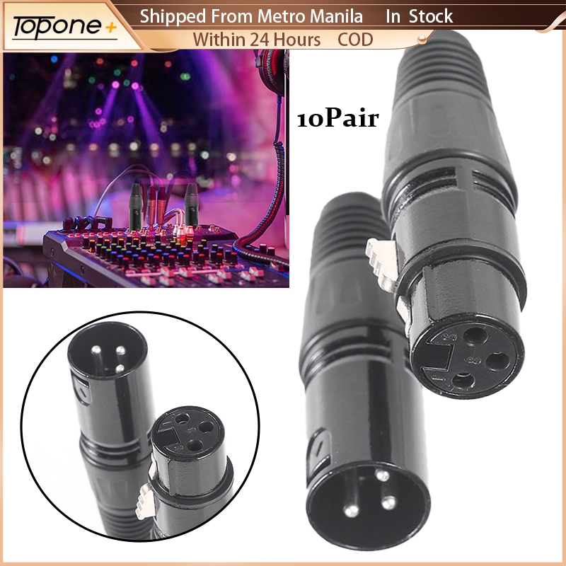 20Pcs DMX 3 Pin XLR Microphone Audio Cables Plug Connectors Male To ...