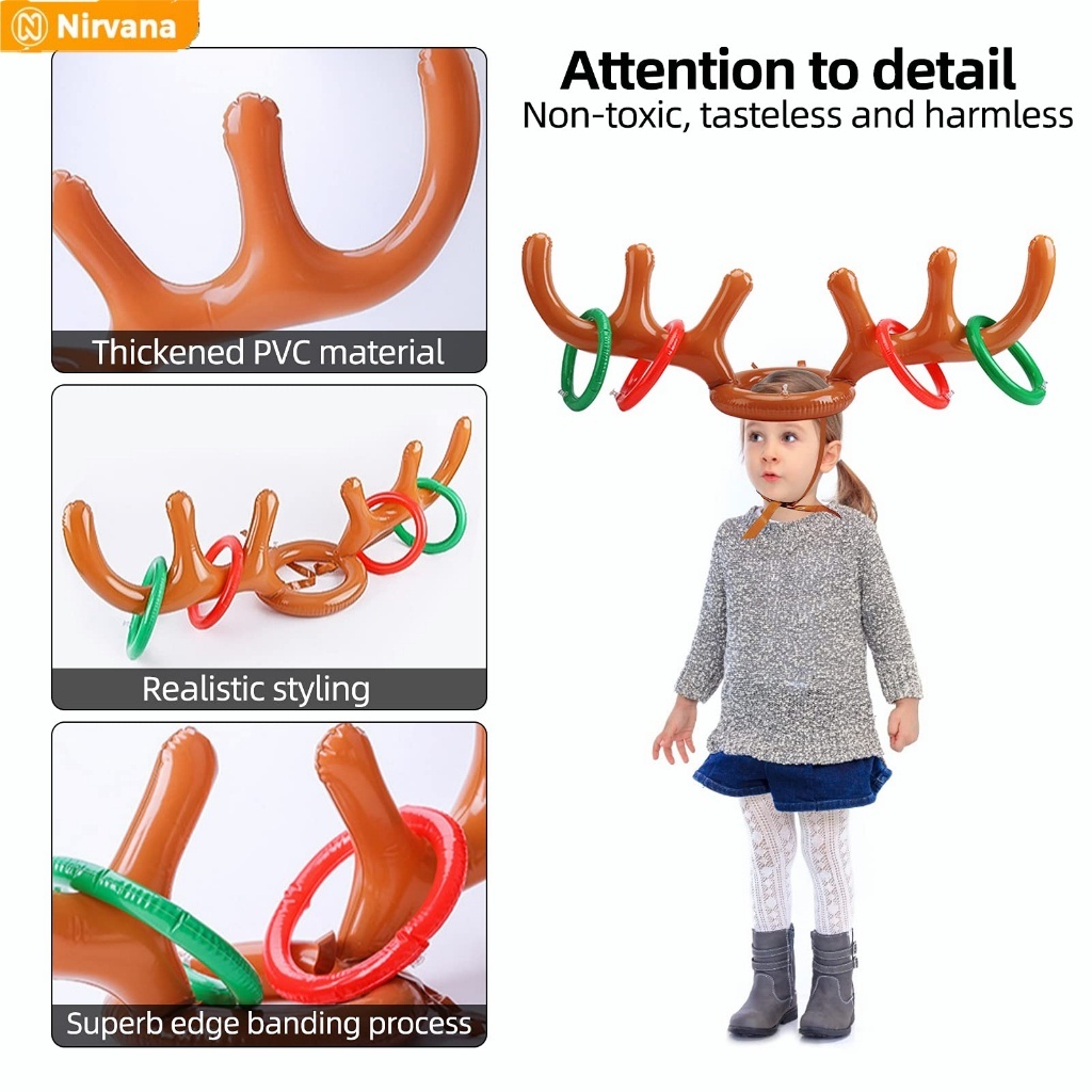 Inflatable antler throwing ring toys Toss Game Holiday family friends ...