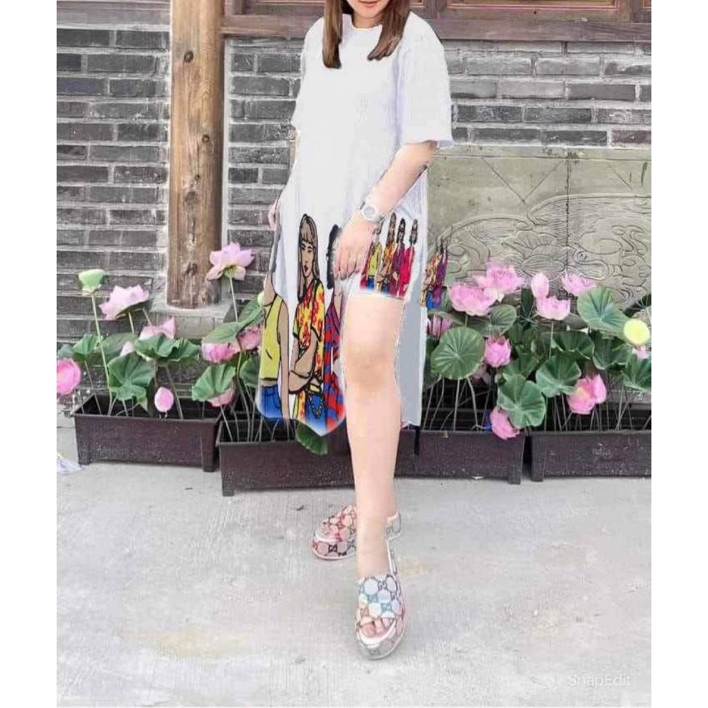 Plus Size Coordinates in Midi Dress with double Slit pair with 2-sided ...