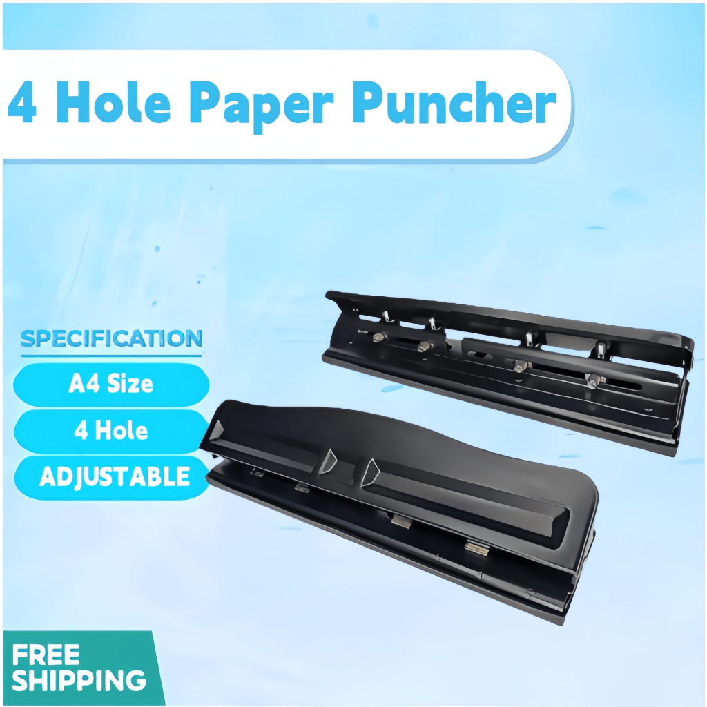 4 Hole Desktop Puncher Adjustable A4 Size Metal Puncher for DIY 4-Ring ...