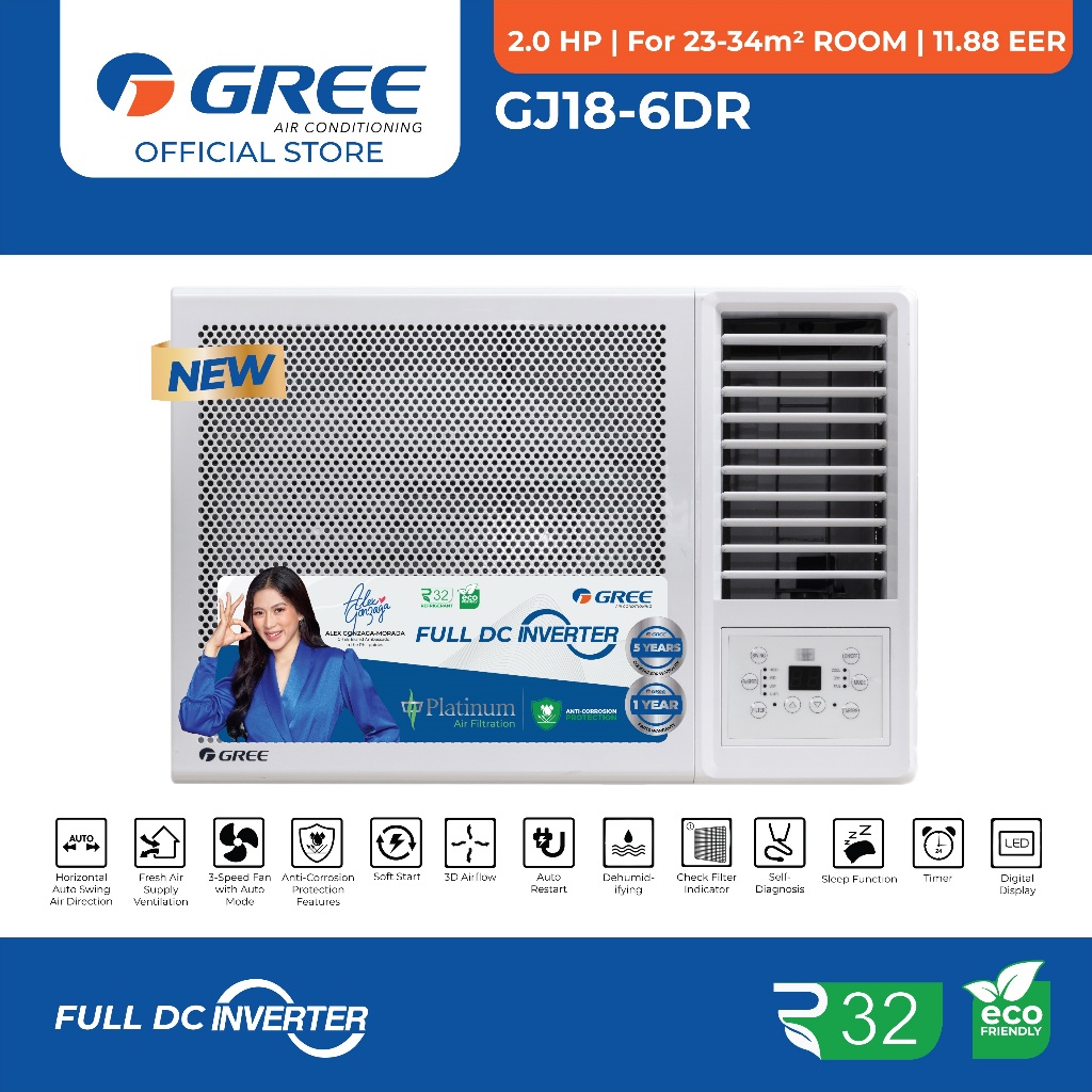 Gree 2HP Window Type Full DC Inverter with Remote Aircon GJ18-6DR ...