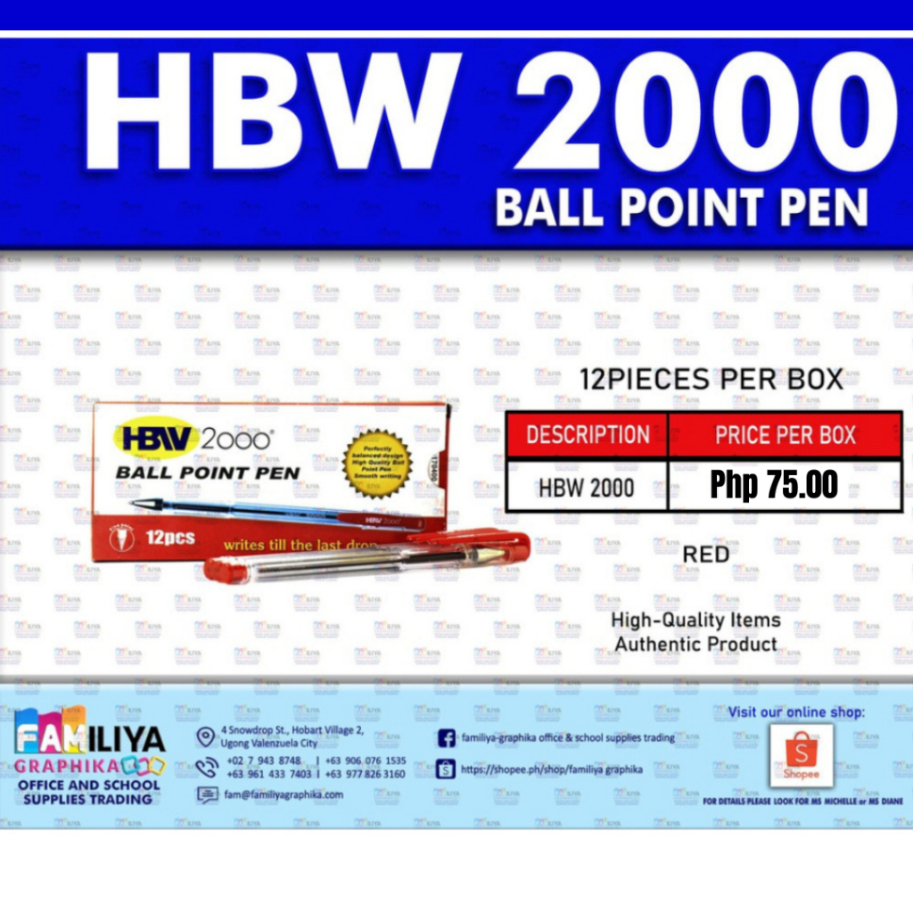 HBW 2000 BALL POINT PEN | Shopee Philippines