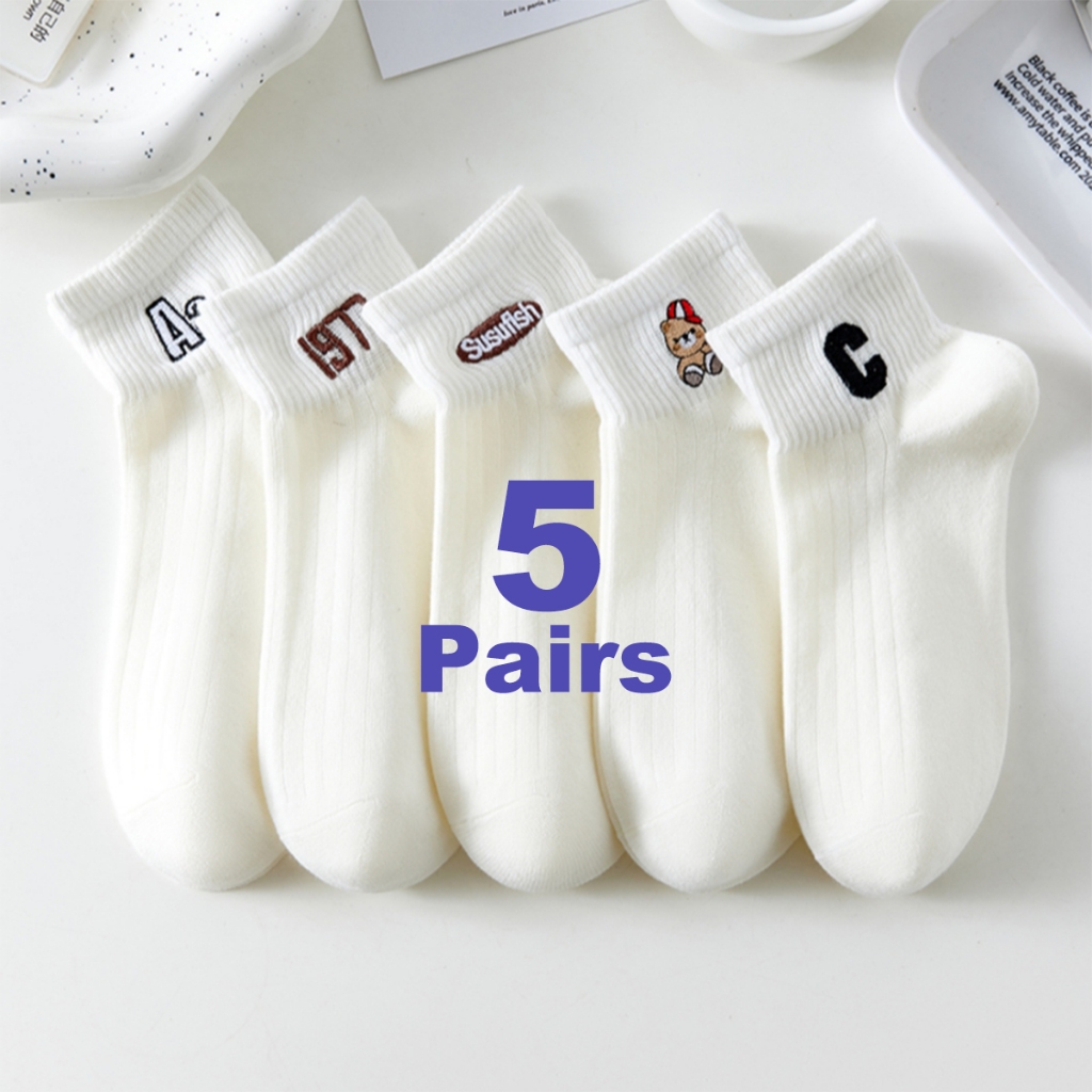 5Pairs cute Low socks for women/men solid color sock medyas cotton ...