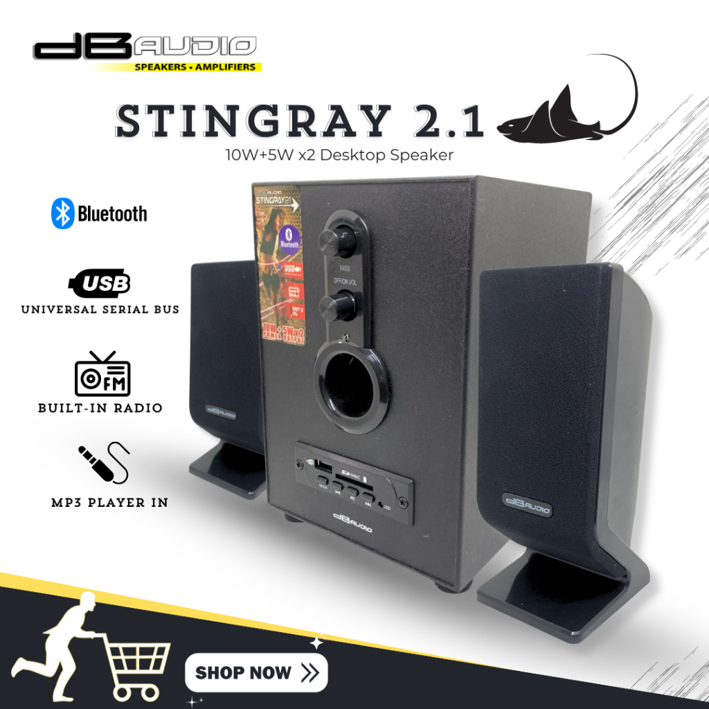 DBaudio STINGRAY 2.1 10W + 5W x2 Desktop Speaker with Bluetooth / FM ...