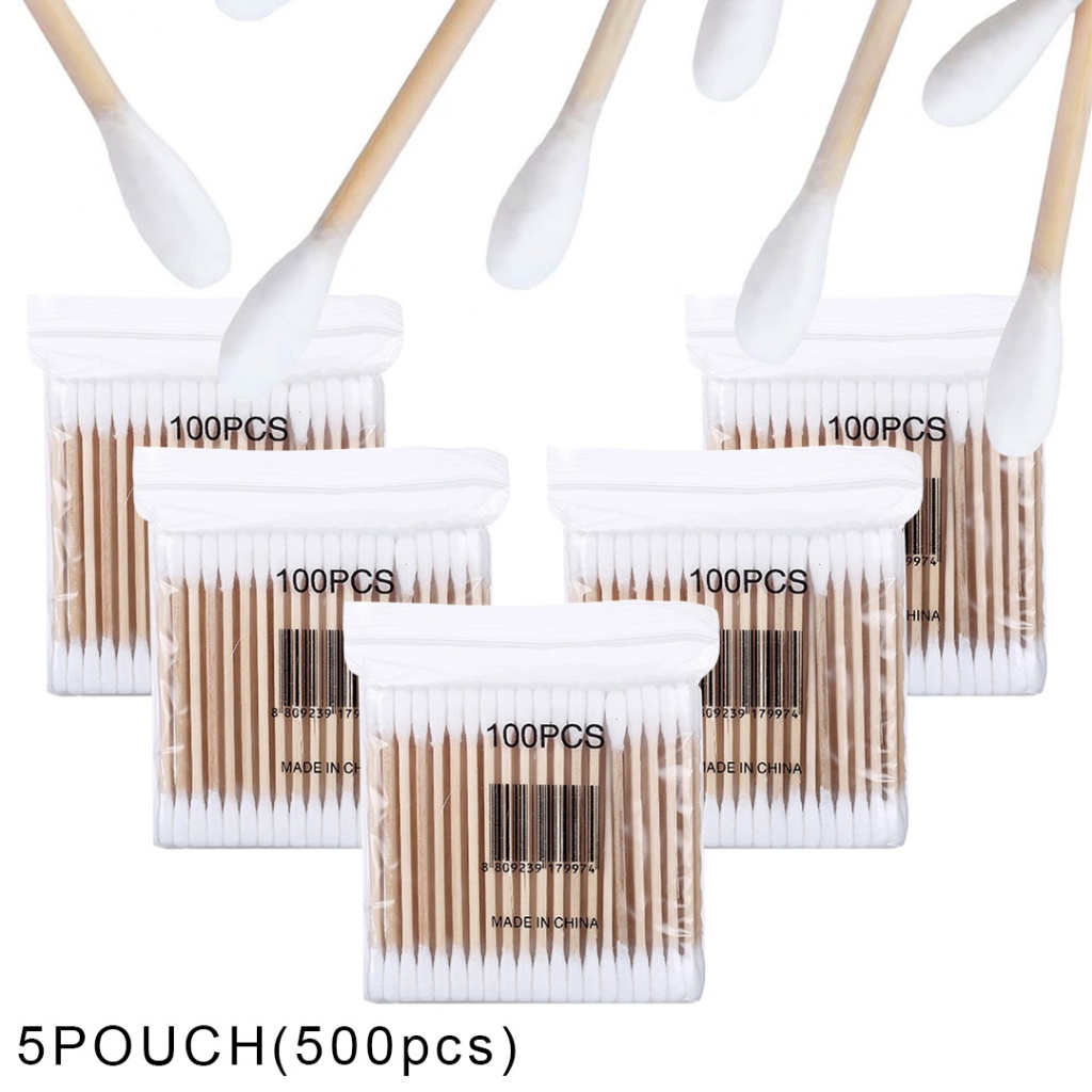 Double Head Wood Cotton Buds Cotton Swabs Women Makeup Cleaning Cotton ...
