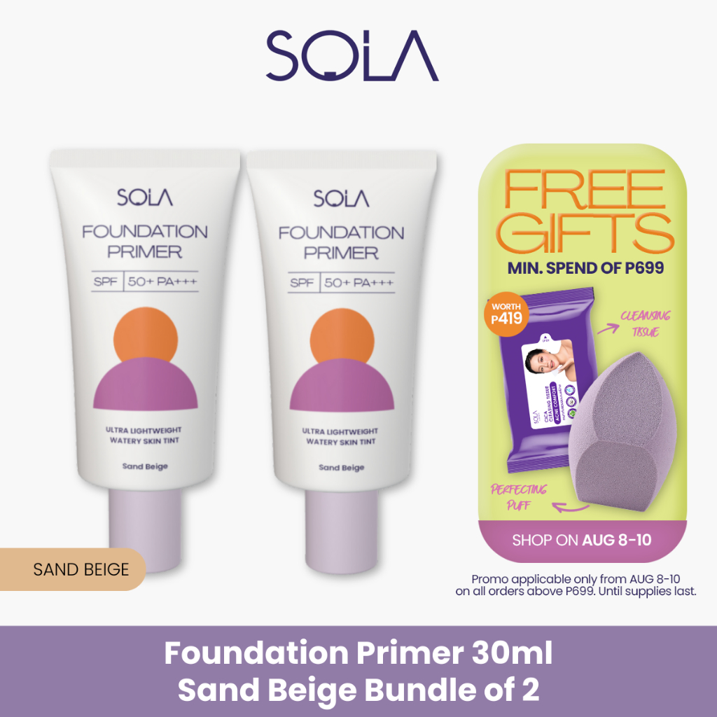 Sola Foundation Primer SPF50PA+++ 30ml - Sand Beige Bundle of 2 (Tinted ...
