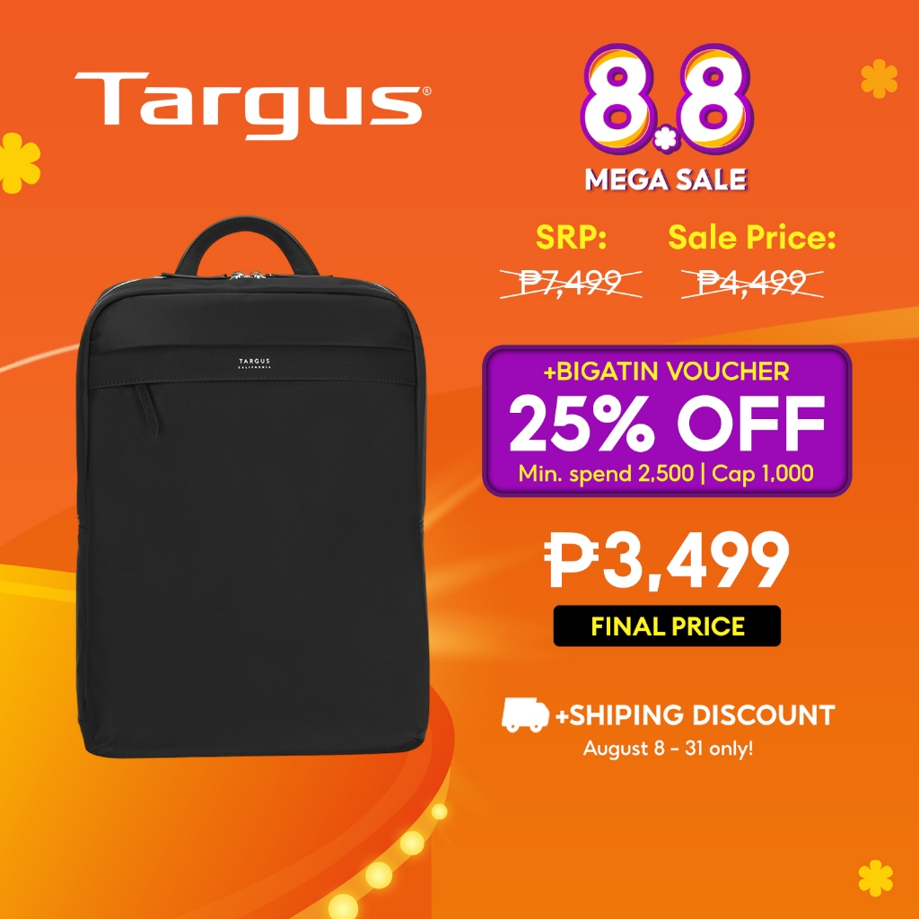 Targus 15" Newport Ultra Slim Backpack High-density Water-repellent w/ Hidden Back Panel Pocket ...