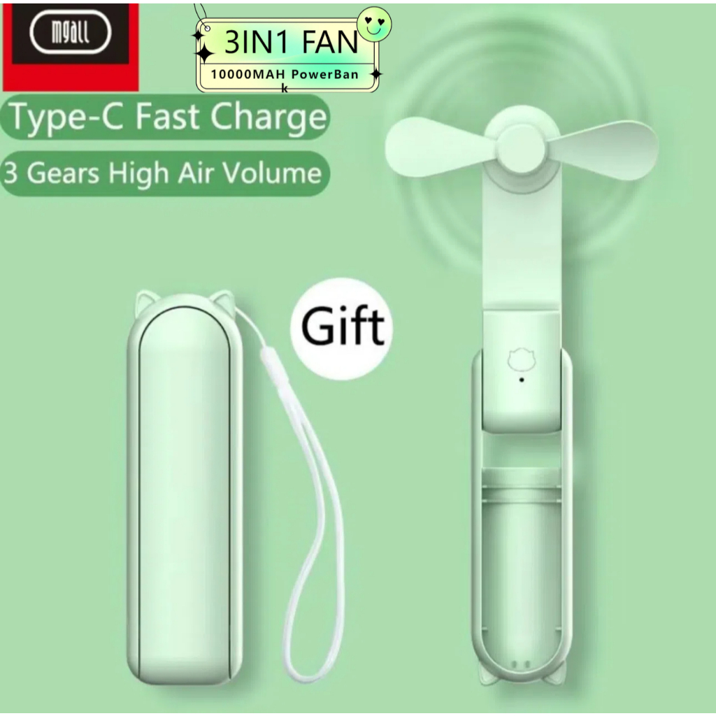MGALL Mini Fan Rechargeable 10000mAh Portable Handheld Handy USB ...