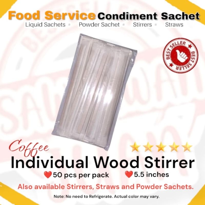 Hot Drinks Individually packed wood stirrer 50pcs per pack for Coffee ...