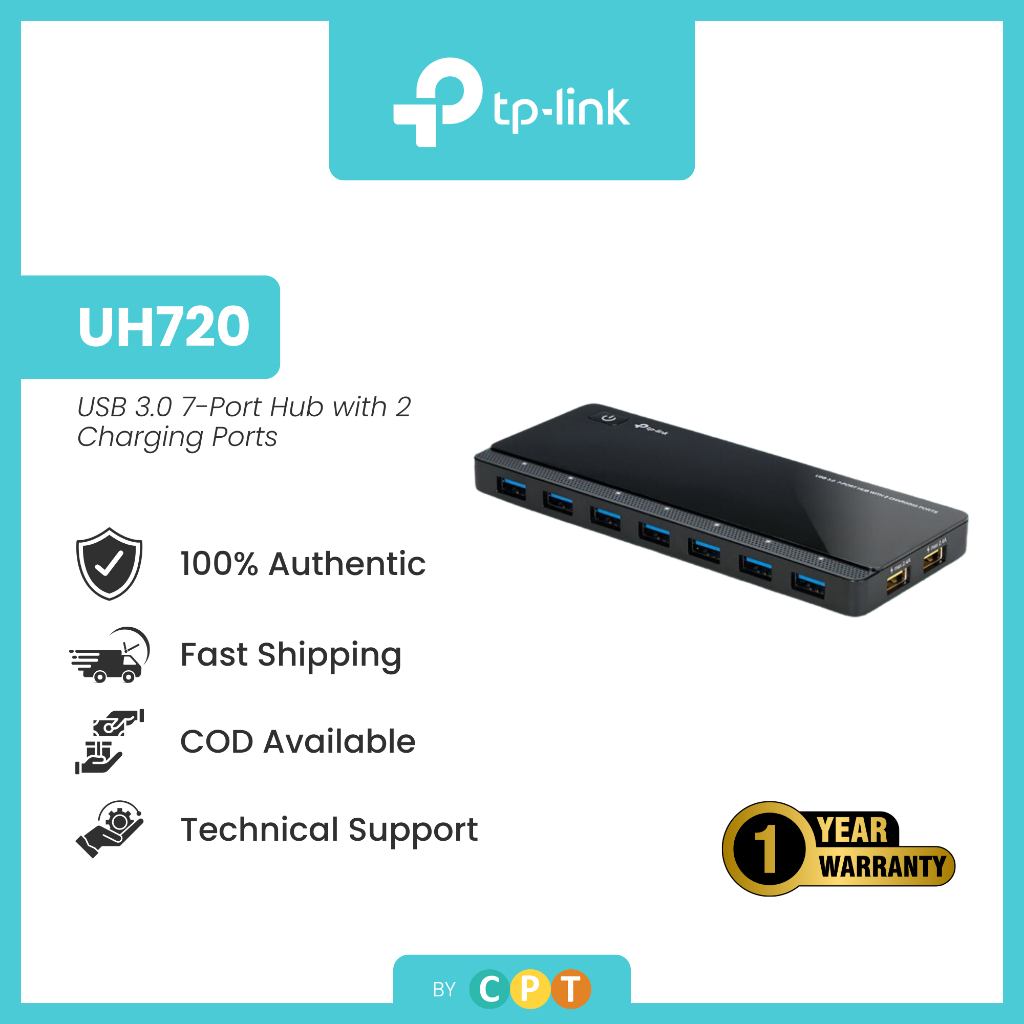 TP-Link UH720 USB 3.0 7-Port Hub with 2 Charging Ports | Shopee Philippines