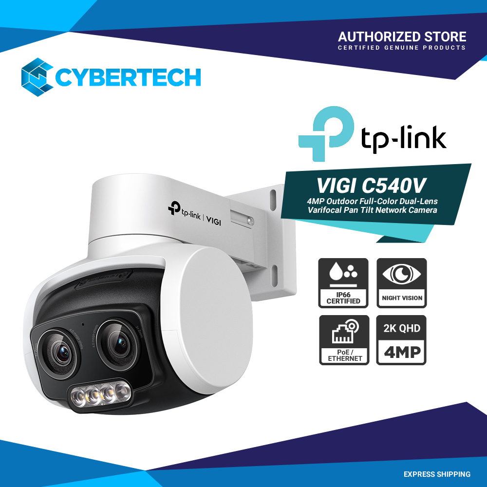 TP-Link VIGI C540V 4MP Outdoor Full-Color Dual-Lens Varifocal Pan Tilt ...