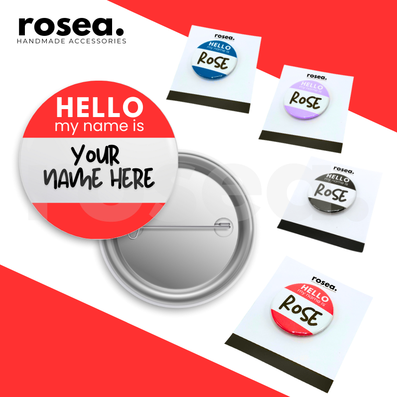 CUSTOMIZED HELLO NAME 32MM MINI CUTE TINPLATE PINS BAG BADGE BROOCH ...