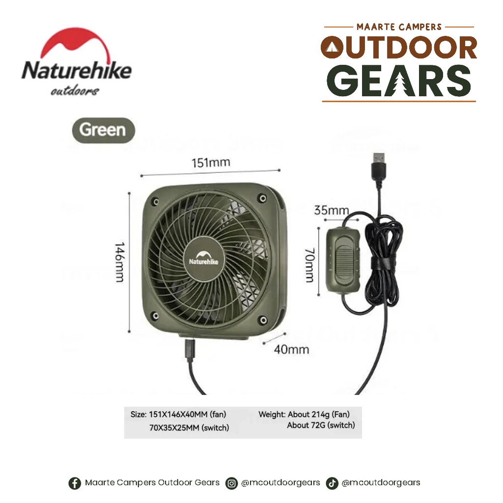 NATUREHIKE Outdoor Electric Fan || Green | Shopee Philippines
