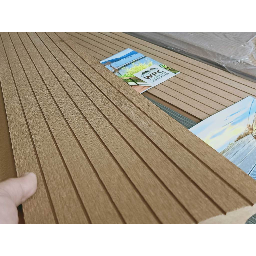 WPC (Wood Plastic Composite) Teak Wood- Solid Wall Cladding (2pcs in 1. ...