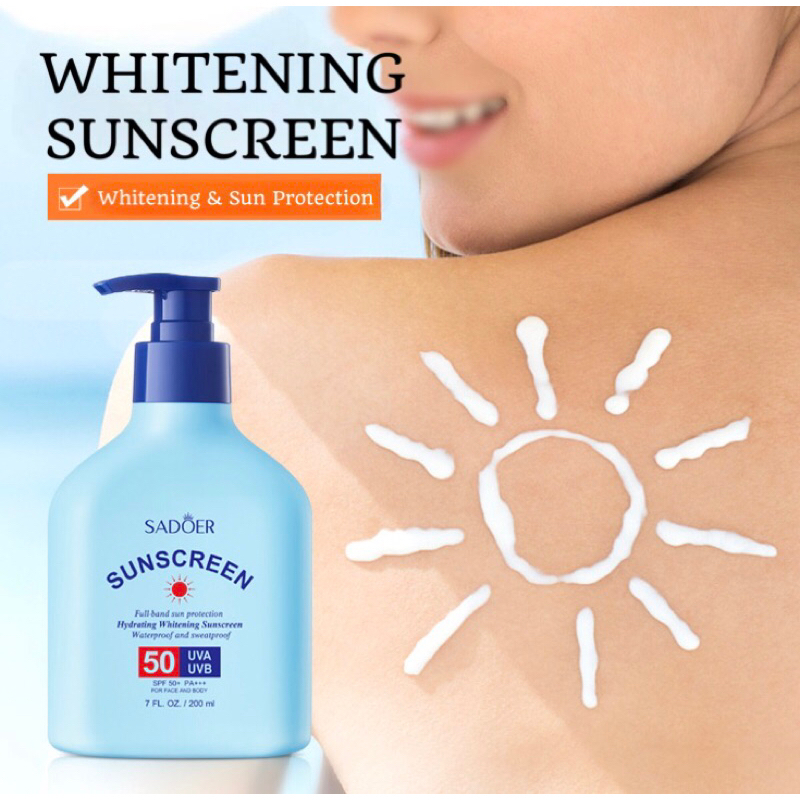 SADOER Sunscreen SPF 50+ Waterproof Hydrating Whitening Sunscreen For Face & Body | Shopee ...