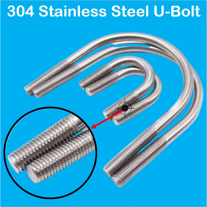 Toyu 304 Stainless Steel U-Bolts M6 Metric Round Bend U-Bolt Screw U ...