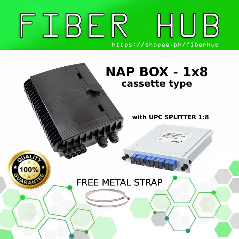 Fiber NAPBOX with Splitter 1:8 (FREE metal strap and accessories ...