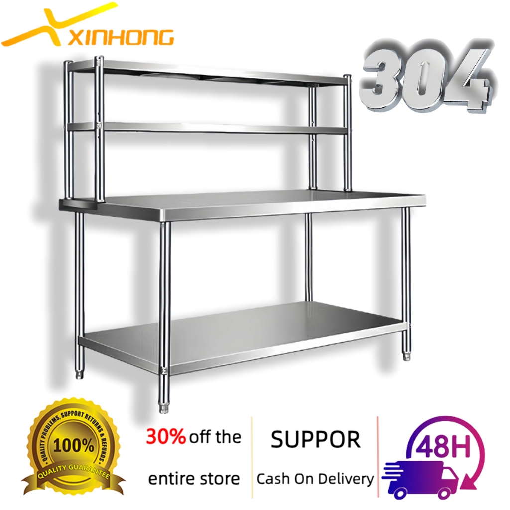 304 stainless steel kitchen rack organizer shelf 2 layer table kitchen ...