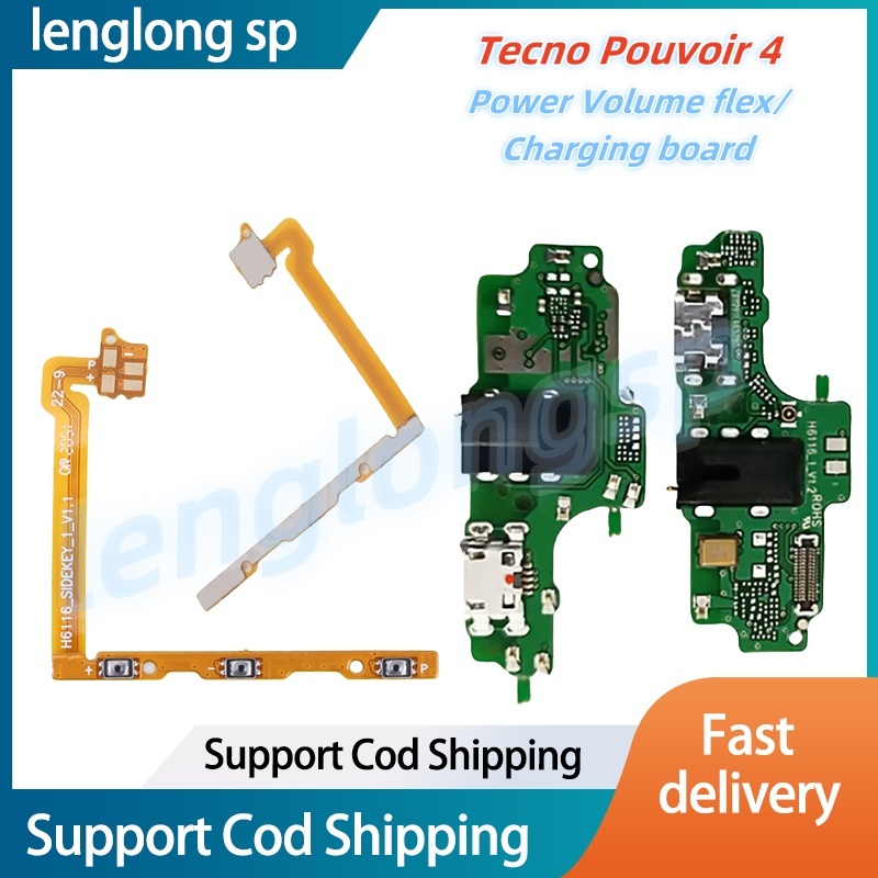 Tecno Pouvoir 4 Power Volume Flex Button Switch USB Charging Port Board ...