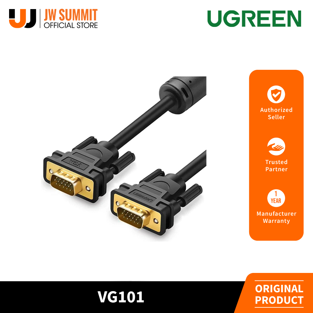 UGreen VGA Male To Male Cable - 1 Meter Black (VG101/11673) | Shopee ...