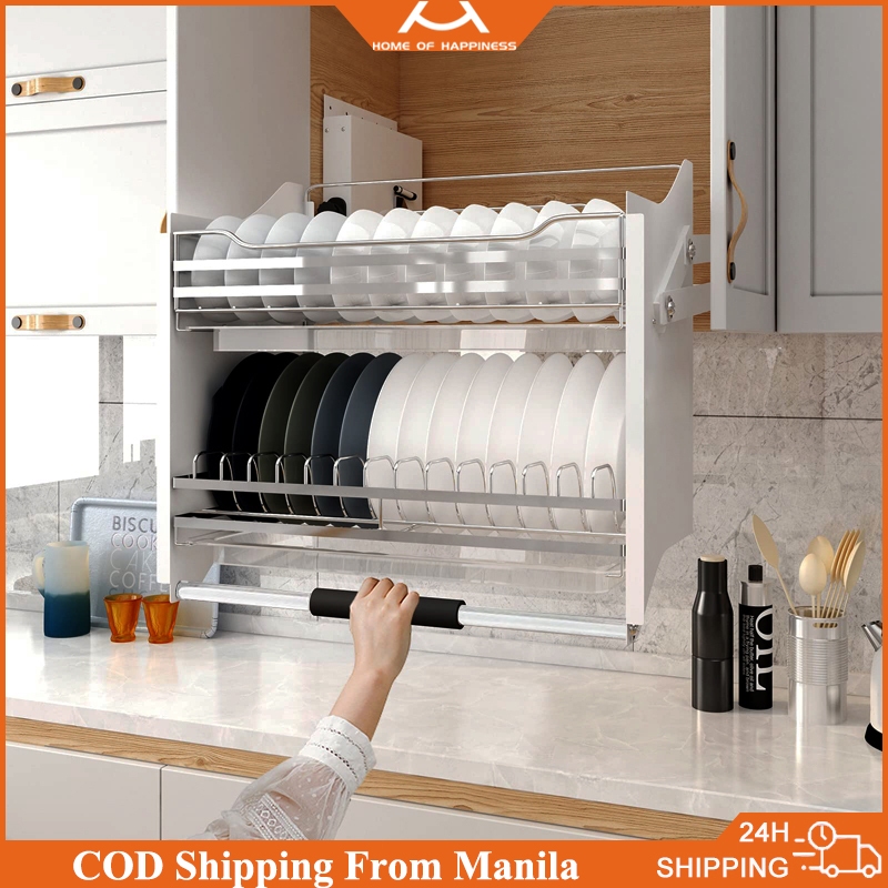 Kitchen Pull Down Dish Rack Drain Rack 304 Stainless Steel Cabinet ...