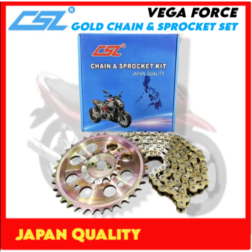CSL Gold Chain and Sprocket Set for YAMAHA VEGA FORCE Motorcycle Parts ...