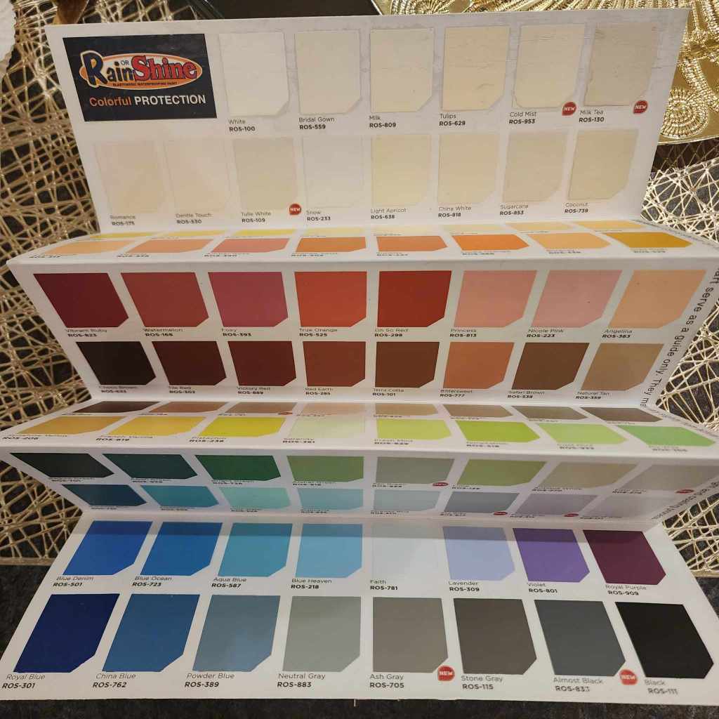 Rain or Shine Elastomeric Paint Color Chart Color Guide ( Sold per ...