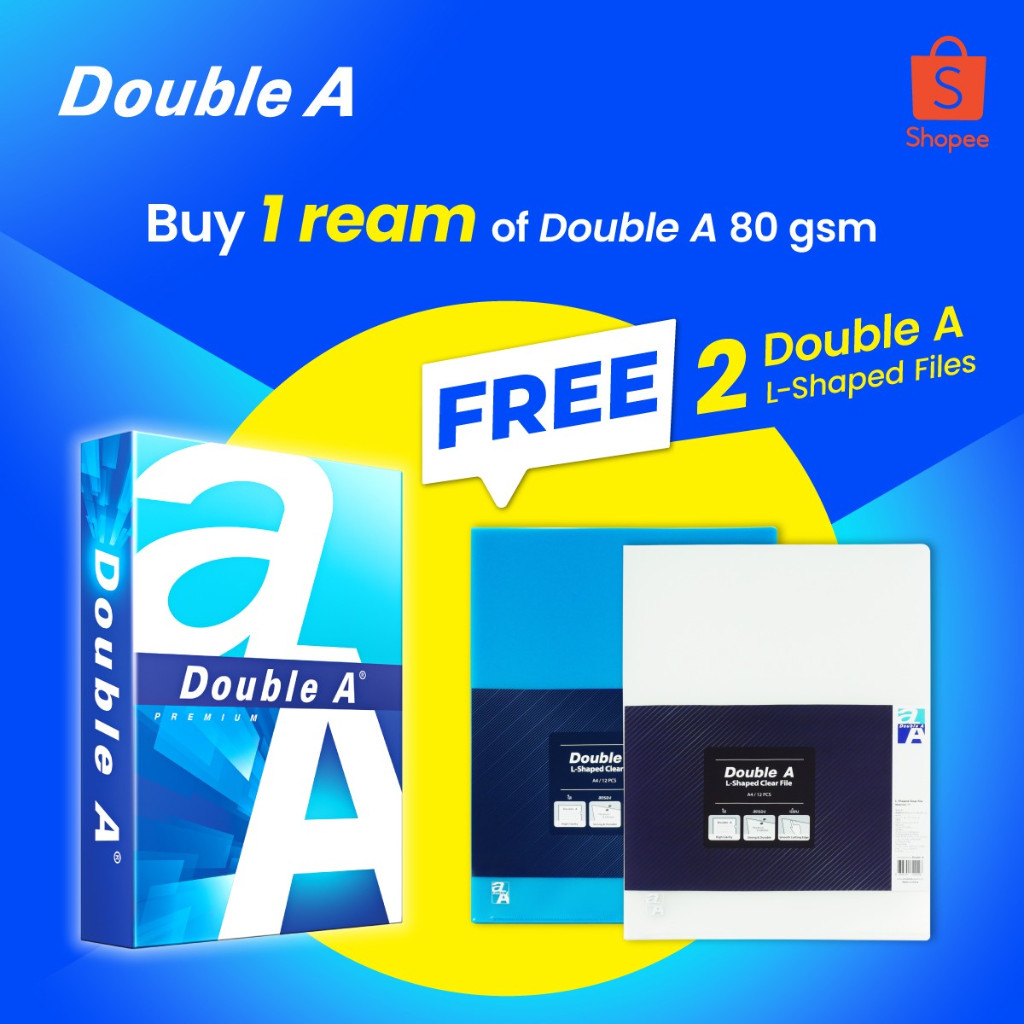 Double A Bond Paper A4 80 GSM 500 Sheets per ream GET FREE 2pcs L-file ...