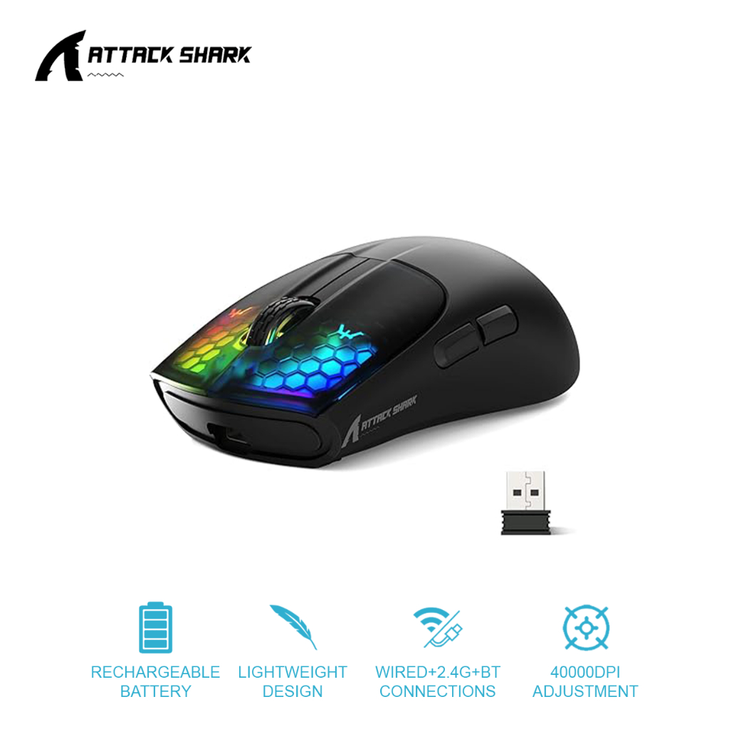 Attack Shark X5 Wireless Gaming Mouse Tri-Mode 2.4G USB-C Wired ...