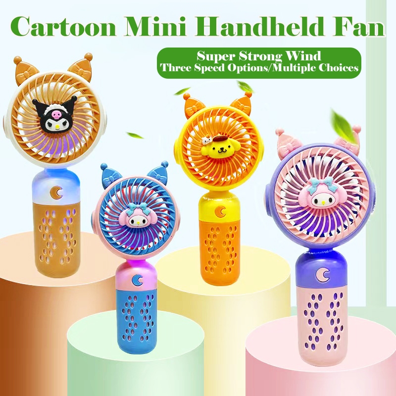 Mini Cute Kuromi Hello Kitty Rechargable Handheld Fan Portable HandyFan ...