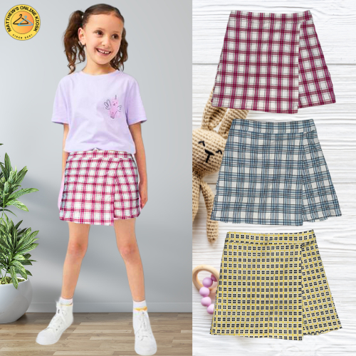 MOK Girls Kids’ Skorts Stretchable Plain Printed Checkered S M L For ...