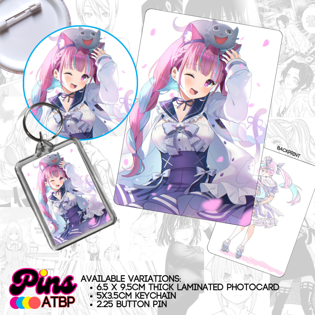 Minato Aqua - Holo Vtuber Anime Collectible Photocard Button Pin ...