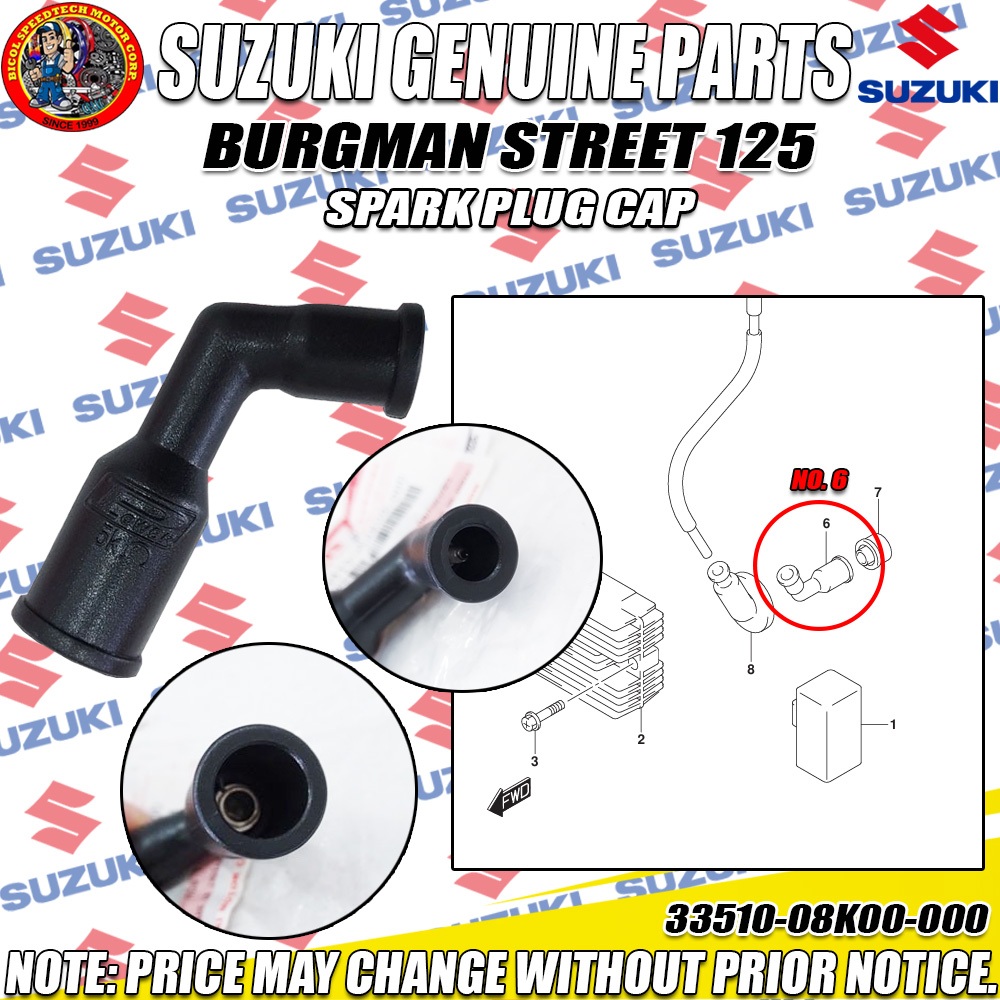 BURGMAN STREET 125 SPARK PLUG CAP (SGP) (GENUINE: 33510-08K00-000 ...