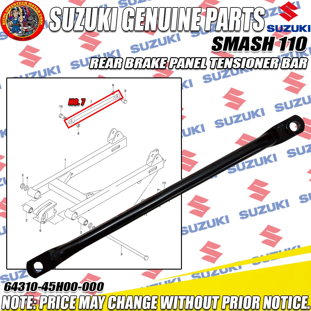 SMASH 110 REAR BRAKE PANEL TENSIONER BAR (SGP)(GENUINE:64310-45H00-000 ...