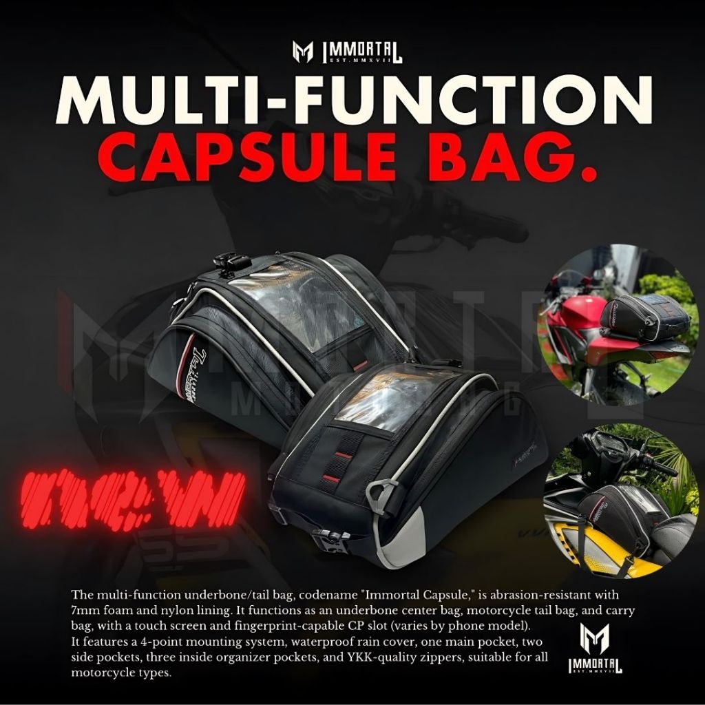 IMMortal Universal Capsule Underbone/Tail Bag Center Bag Multi Function ...