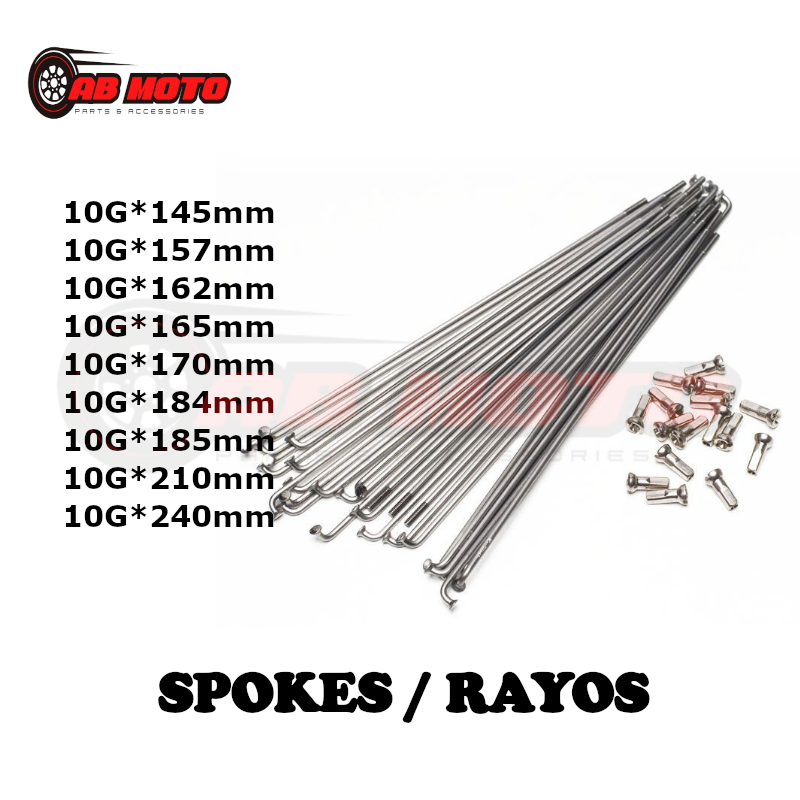 ABmoto 36pcs Motorcycle Spokes / Rayos Chrome Plated 10g * 145 /157/162/165/170/184/185/210/240 ...