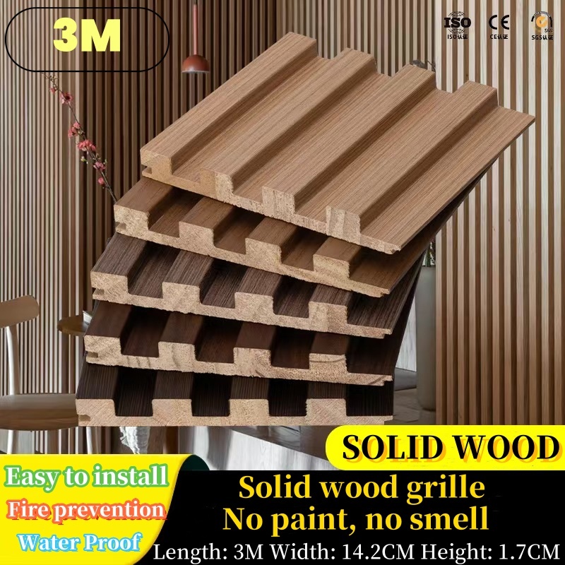 3M Wood panel wall wallpaper wall panel Fluted Wall Panel TV background Wall Panel waterproof ...