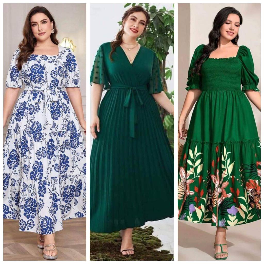 WLS plus size formal maxi dress plus size smocked maxi dress | Shopee Philippines