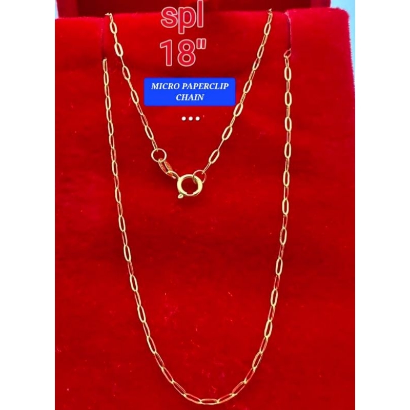 micro paperclip chain 18k saudi gold pawnable lightweight | Shopee ...