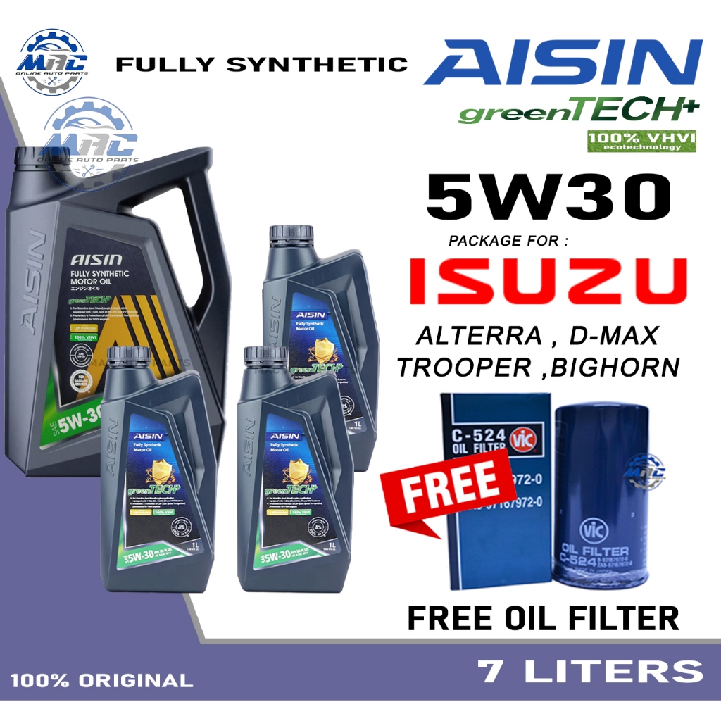 AISIN Fully Synthetic 5W-30 7 LITERS ENGINE OIL PACKAGE FOR ISUZU ...