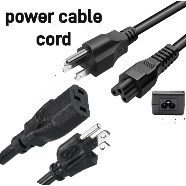 Universal 3 Prong Pin AC Power Cord Cable 3 Pin Prong AC Laptop Charger Power Cord Cable ...