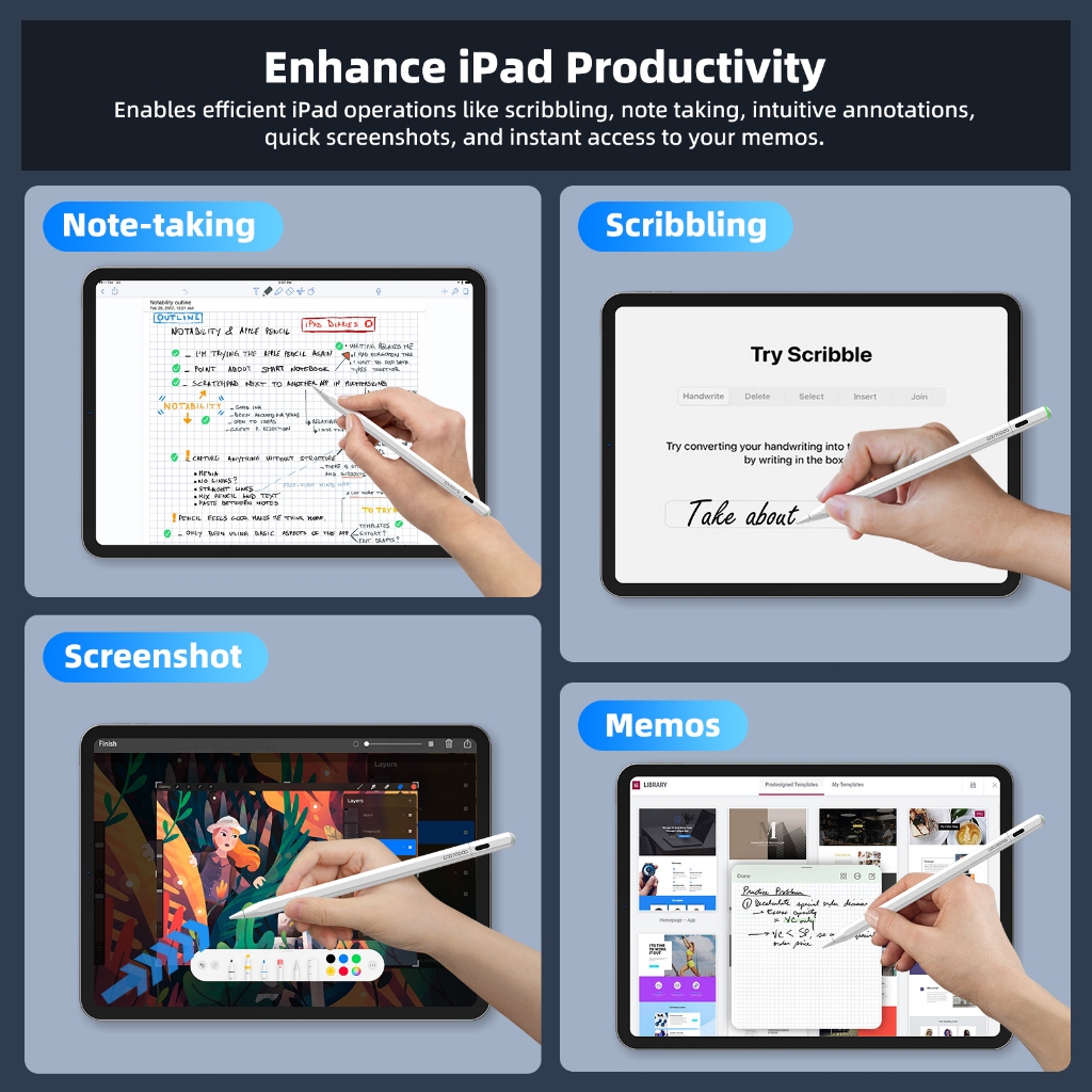GOOJODOQ GD14 Stylus Pen for iPad Pencil 1st 2 Air 6 5 4 M2 Pro11 10th ...