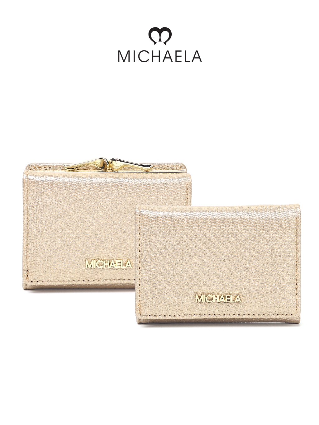 MICHAELA Glitter Trifold Short Wallet Glamorous Shiny Woven Textured ...