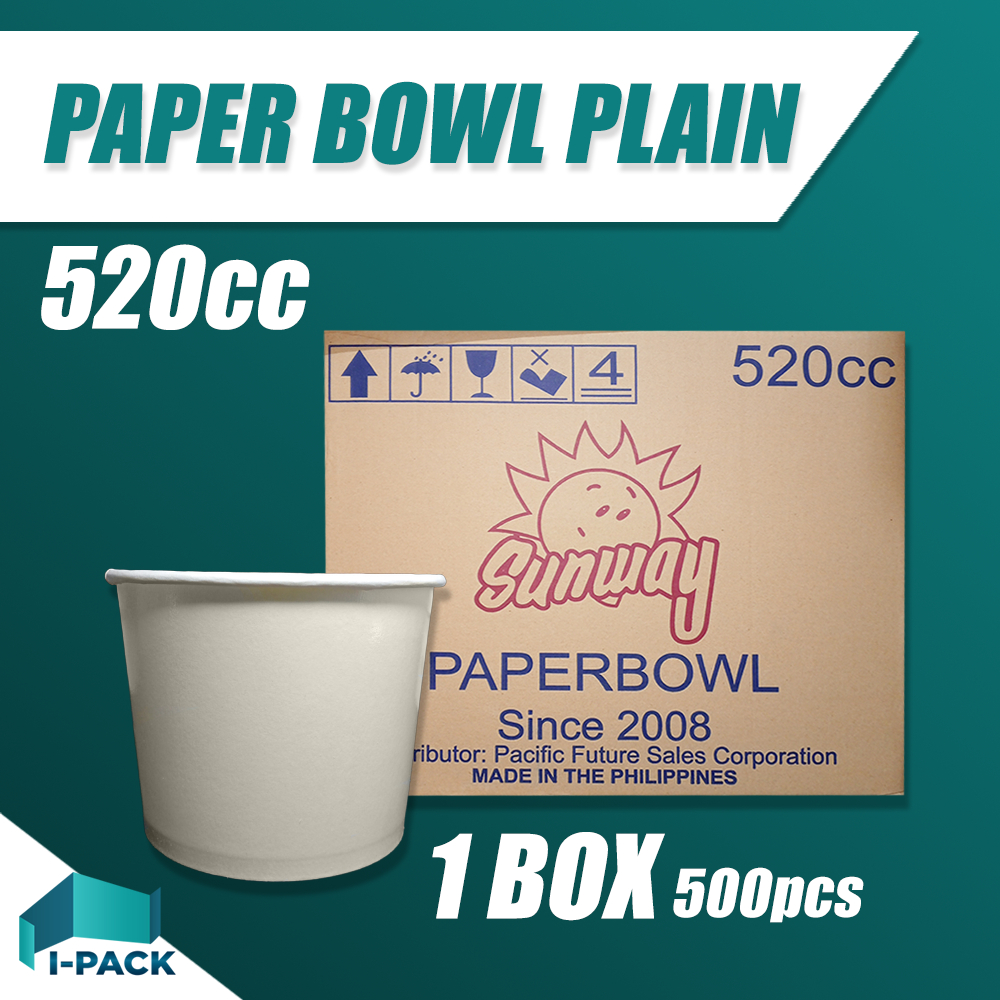 [ 1 BOX, 500 PCS ] Paper Bowl Plain 520cc (WITH OR WITHOUT LID ...