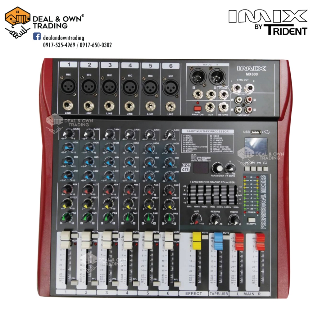 Trident MX-600 Slim Type 6 Channel Mixer w/ BT USB 16DP 24/40 Bit ...