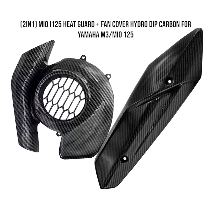 HEAT GUARD and FAN COVER HYDRO DIP CARBON (GLOSSY) FOR MIO125, Mio I ...