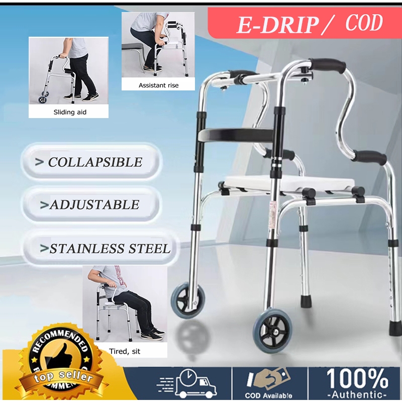 push walker A walker with wheels Adult walker Stainless steel walker ...
